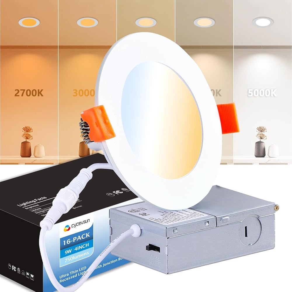 Recessed Lighting 4 Inch (16 Pack) Canless Ultra Thin Wafer Downlight ...