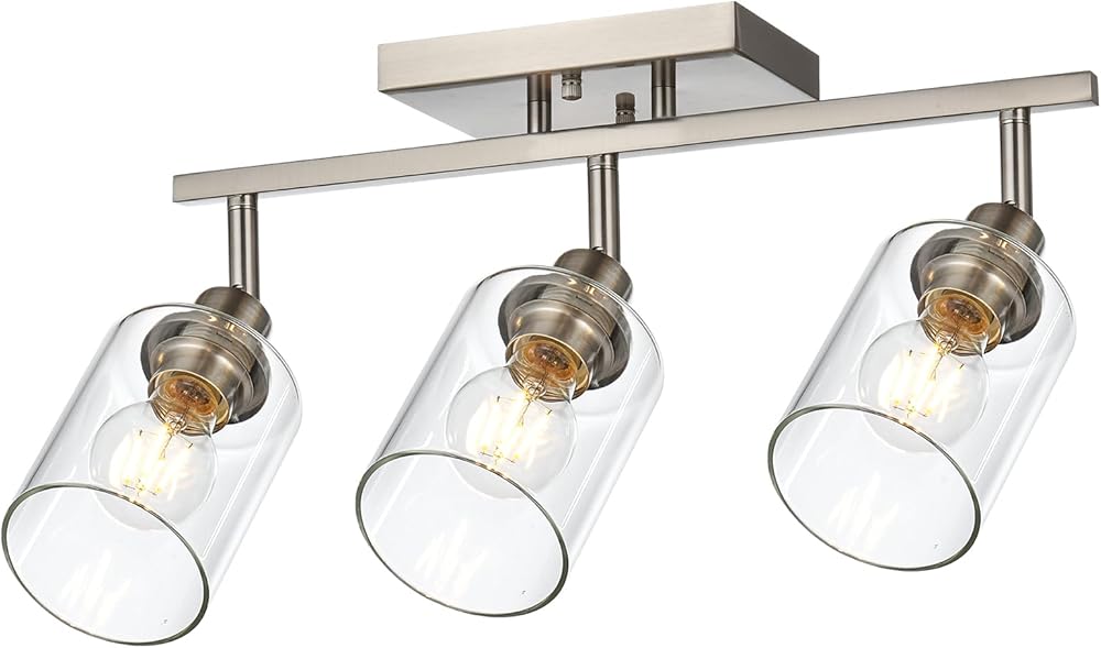 VINLUZ 3 Light Bathroom Vanity Light Fixture with Clear Glass Shade ...