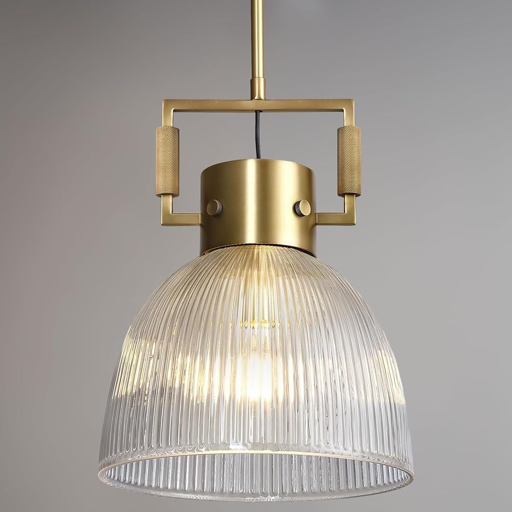 Glass Pendant Lights Kitchen Island, 10" Gold Pendant Light Indoor ...