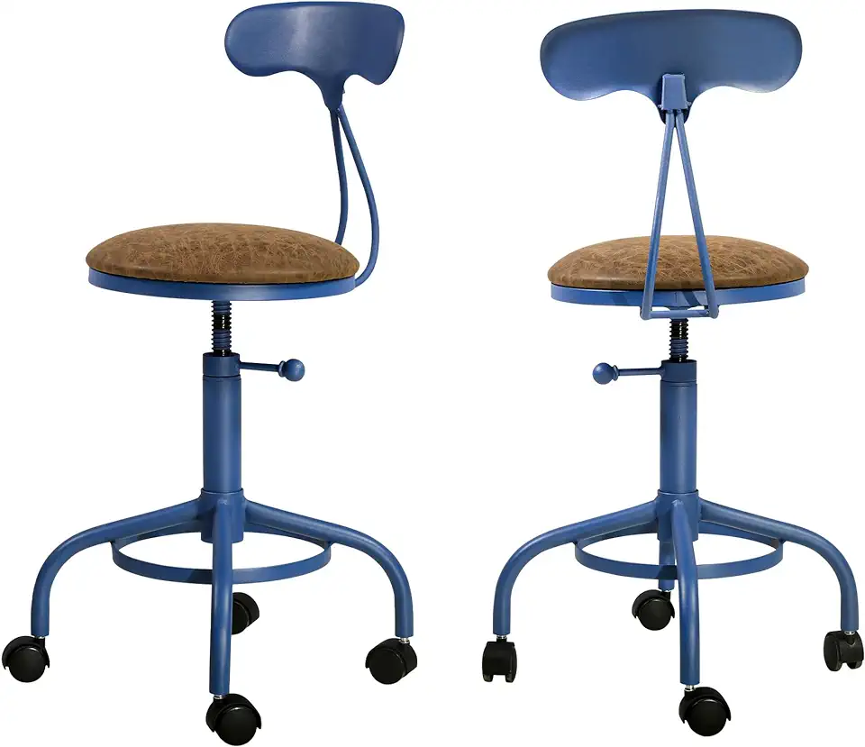 LOKKHAN Rolling Stool with Wheels & Backrest, 21"-25" Counter Height ...