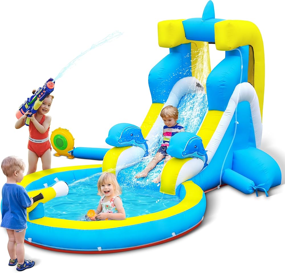 Inflatable Water Slide: 4 in 1 Bounce House Water Park for Kids ...