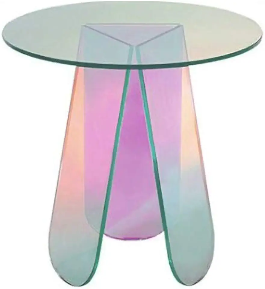 homary Acrylic End Table Clear Round Side Table Modern Accent Table Iridescent - Arizona Outlet