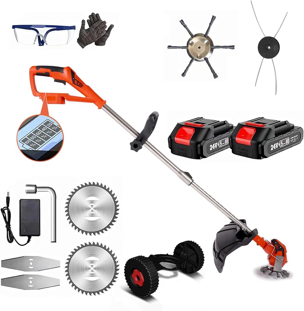 Electric Weed Wacker, 4 in 1 Cordless String Trimmer 24V Battery ...