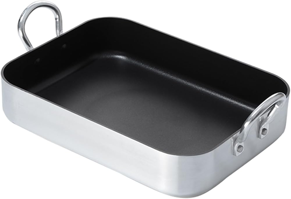Non Stick Roasting Pan with Double Handle - Rectangular Deep Grill ...