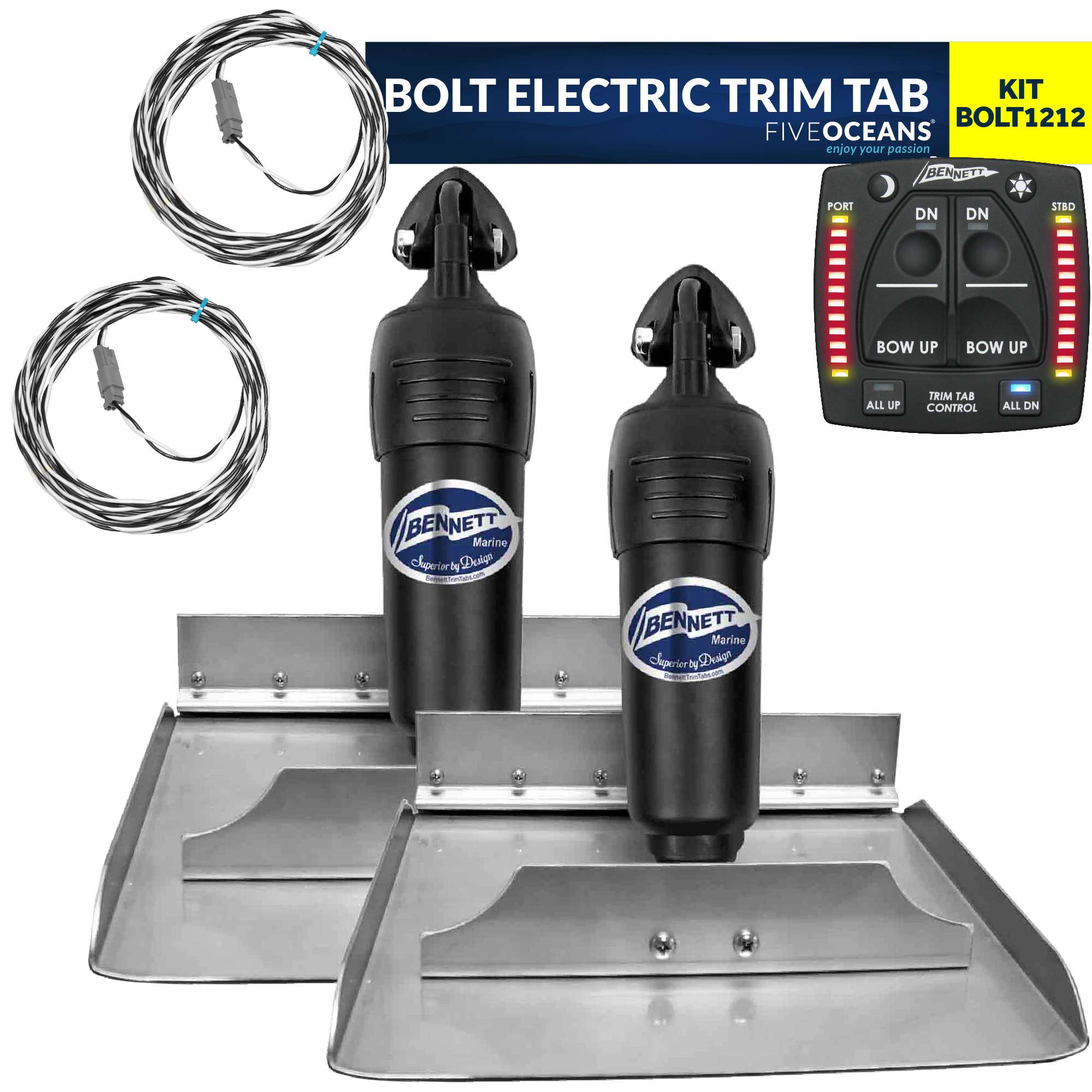 Bennett Bolt Electric Trim Tab System 12" x 12", Includes Integrated ...