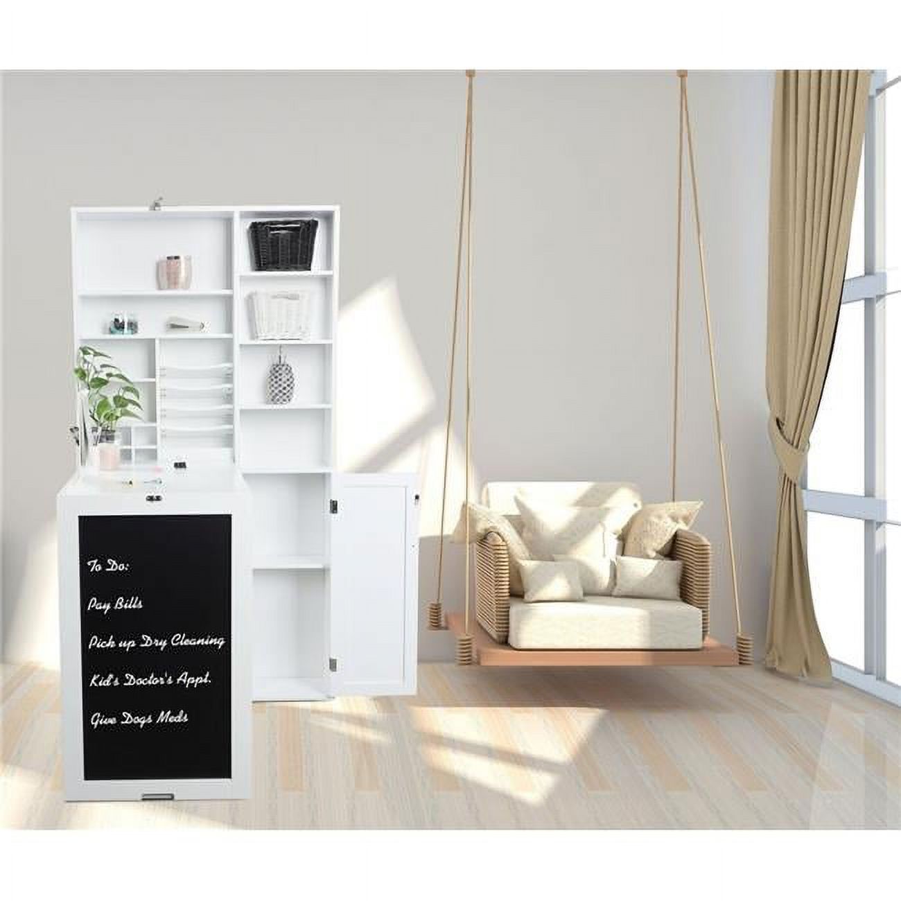 Utopia Alley Collapsible Fold Down Desk Table with Large Storage ...