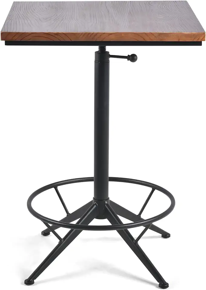 Industrail Metal Frame Wood top Square Kitchen Dining Table,Adjustable ...