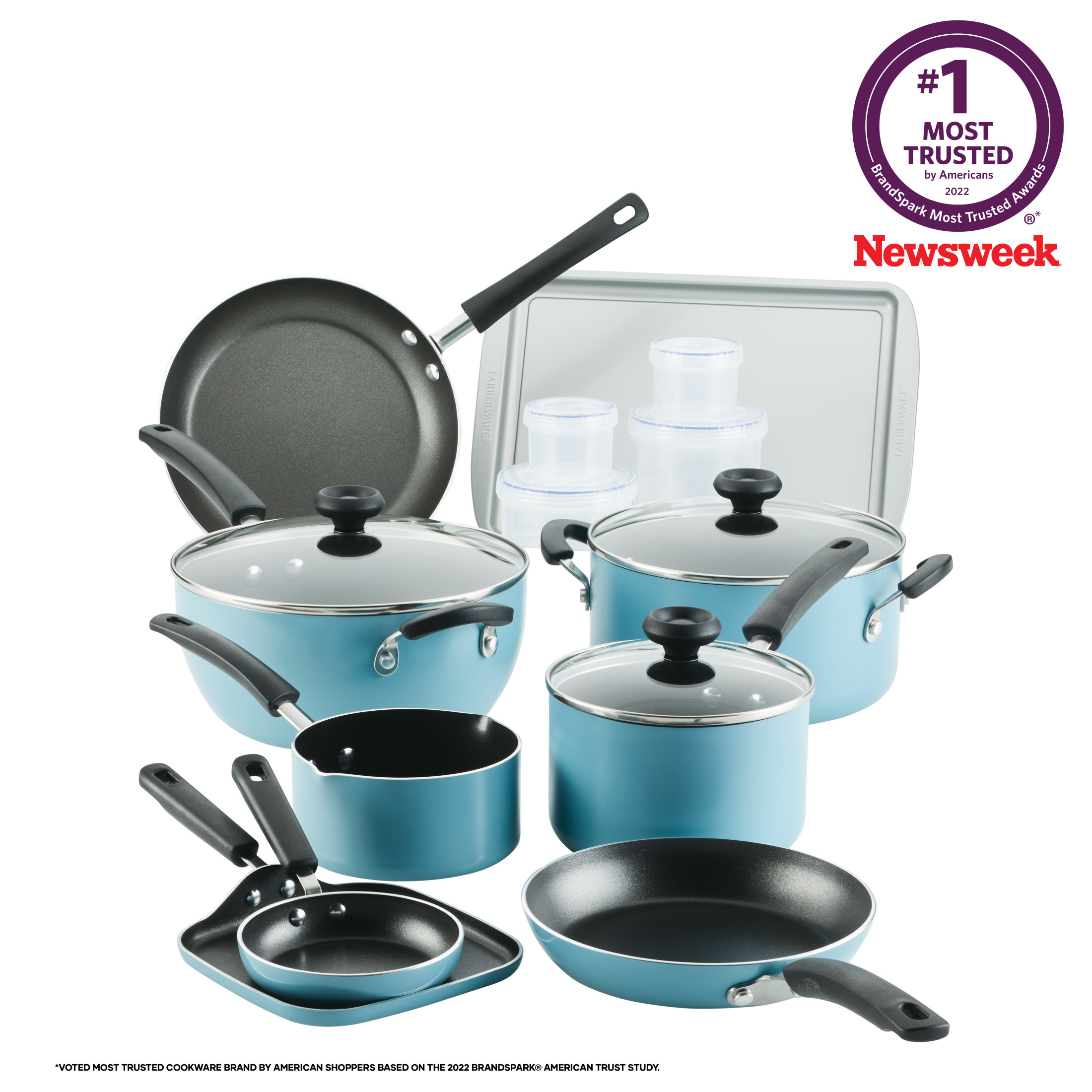 Farberware Easy Clean 20 Piece Aluminum Nonstick Pots and Pans Set, Aqua - Costco Arizona