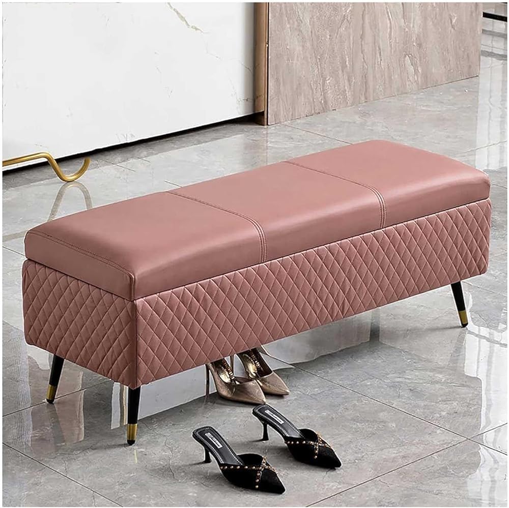 Modern Upholstered Storage Bench for Entryway,Rectangular Faux Leather ...