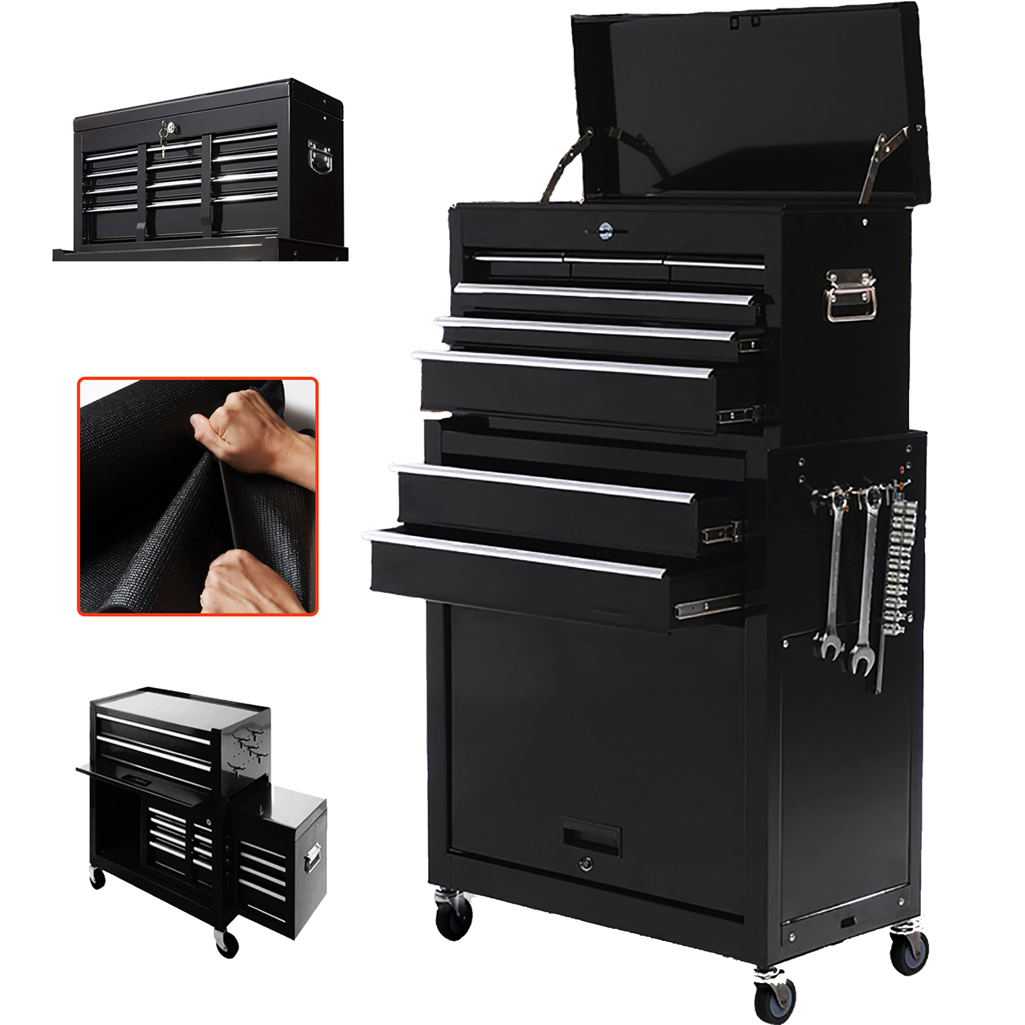 High Capacity Rolling Tool Chest with Wheels and Drawers, 8-Drawer Tool ...