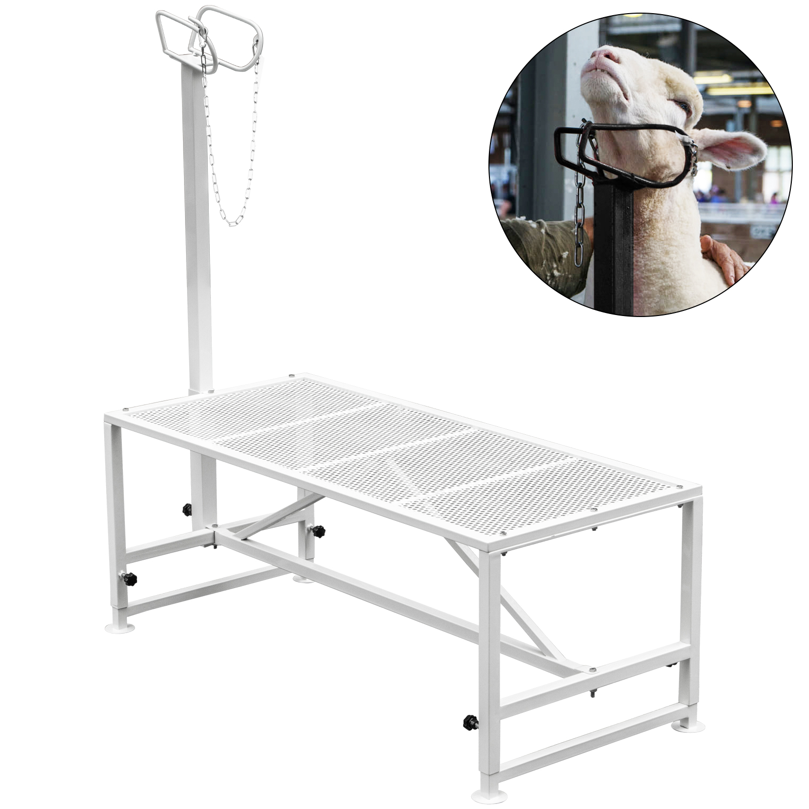 VEVOR Livestock Grooming Table Height Adjustable, Goat Trimming Table ...