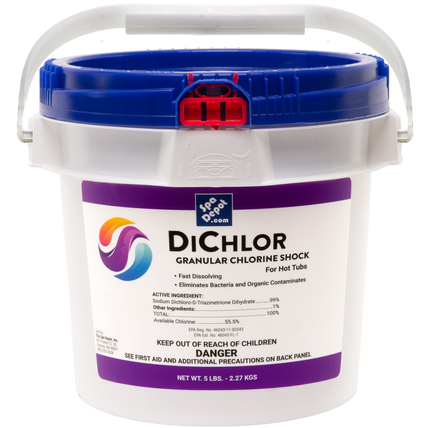 Spa Depot Dichlor Granular Chlorine Sanitizing Shock for Hot Tubs - 5 ...