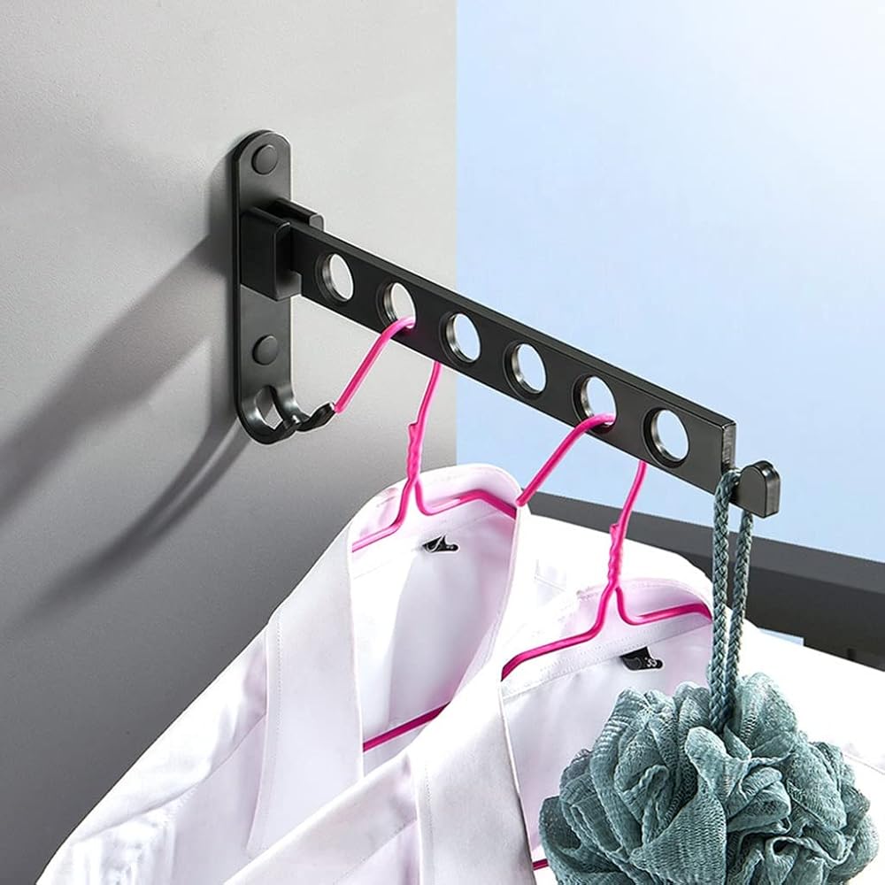 Portable Folding Clothes Hanger Hotel Wall-Mounted Bathroom Drying Rack ...