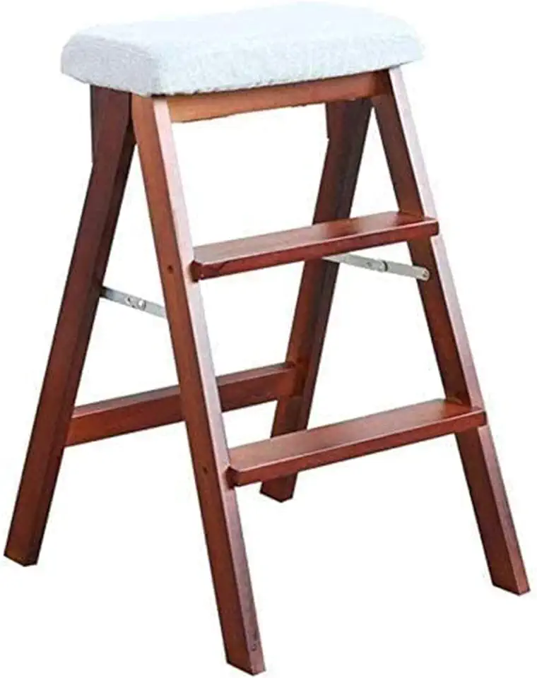 Step Stool Foldable Indoor Portable Ladder Stools Solid Wood Sturdy ...