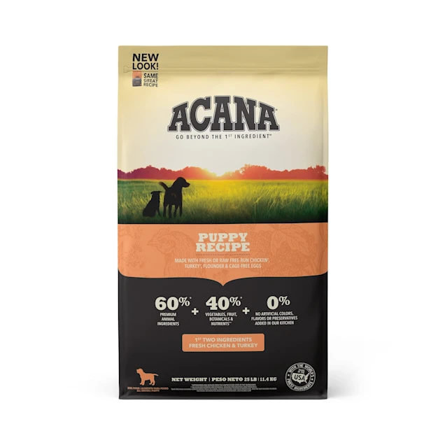 ACANA Grain-Free Chicken Turkey Fish Cage-Free Eggs Dry Puppy Food, 25 ...