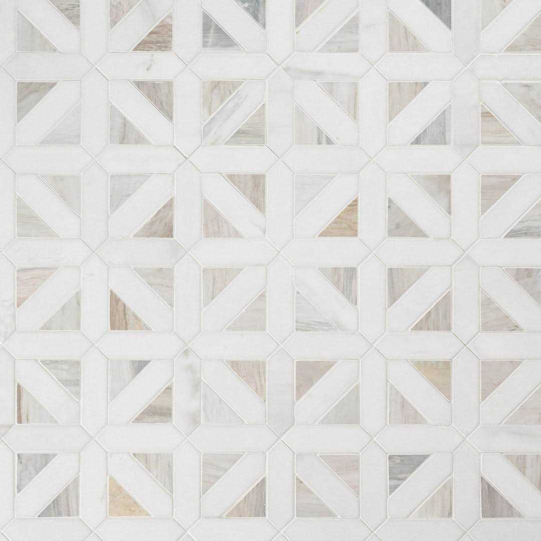 Angora Geometric 12 x 12 Polished Marble Mosaic Floor and Wall Tile MSI ...