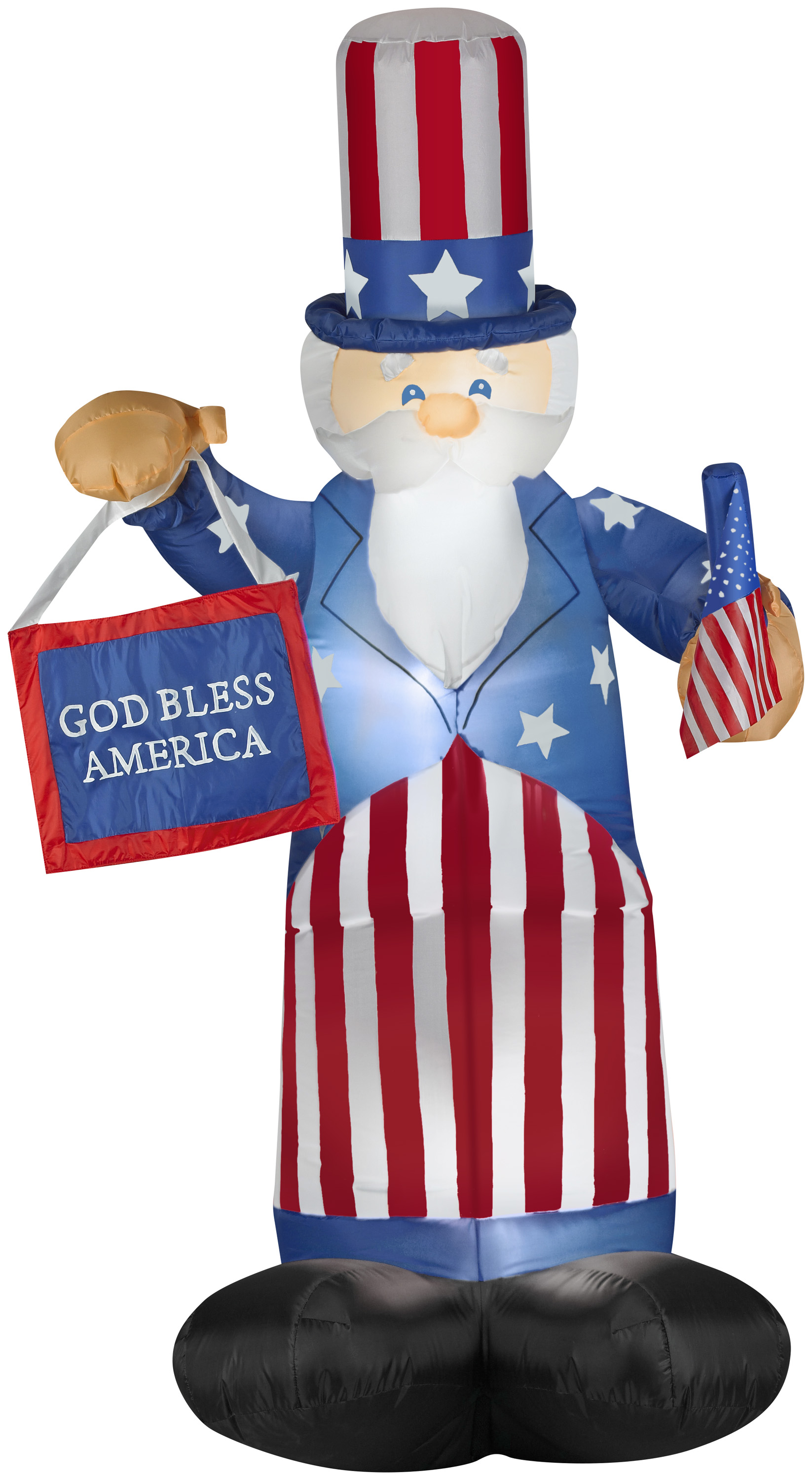 Gemmy Airblown Inflatable Uncle Sam with Flag and Banner, 6 ft Tall ...