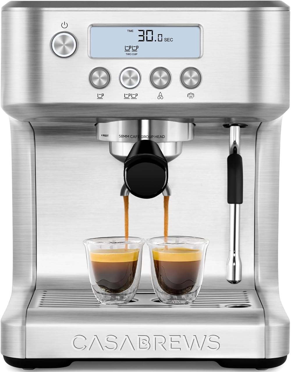 CASABREWS Espresso Machine with LCD Display, Barista Cappuccino Maker ...