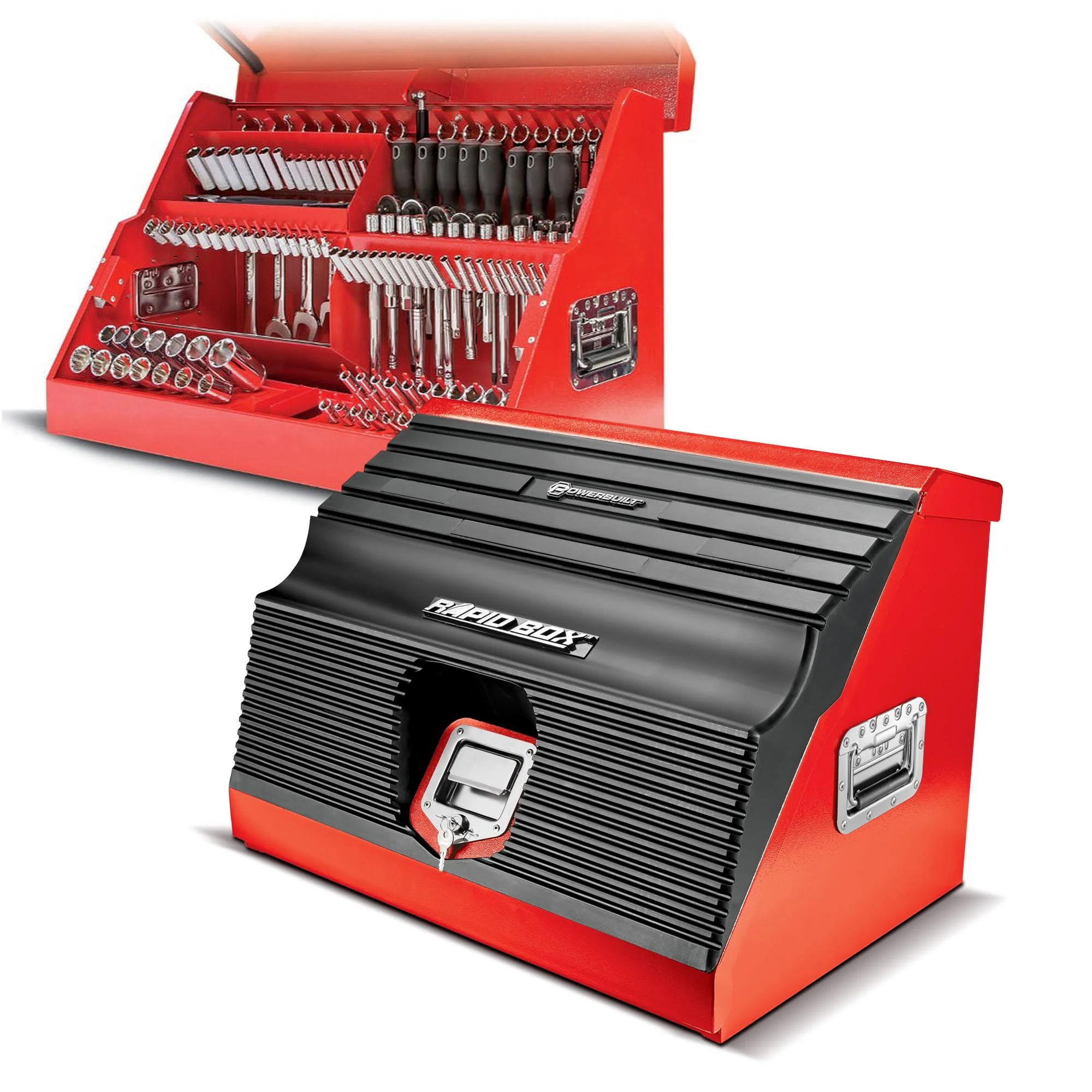 Powerbuilt 26 in. Rapid Box Portable Slant Front Tool Box Red - 240311 - Overstock Arizona