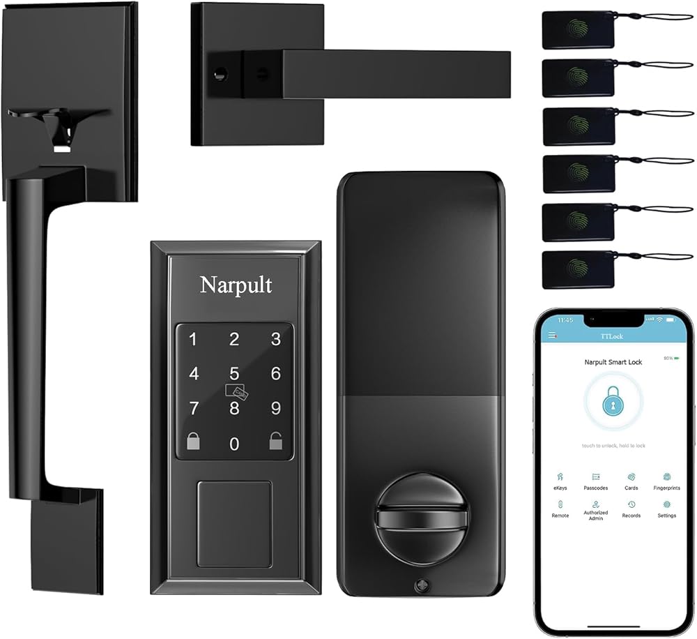 Keyless Entry Door Lock with Handle Set, Front Door Smart Lock Set ...