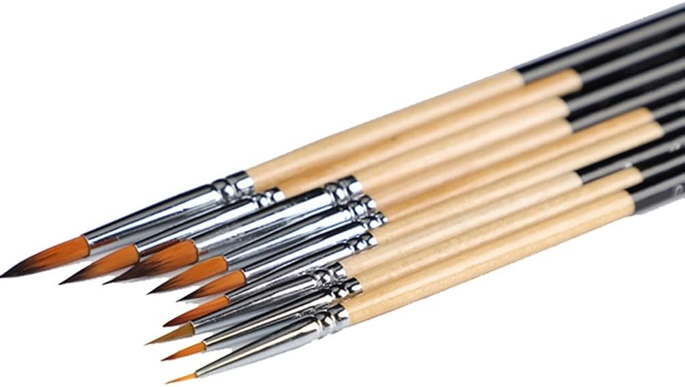DFHBFG 10 Nylon Hair Line Drawing Brush Stroke Oil Painting Pigment ...
