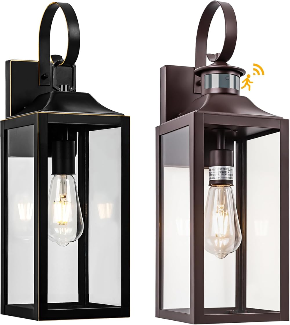 19" Black Ordinary & 20" Bronze Motion Sensor Lights, Large Outside ...