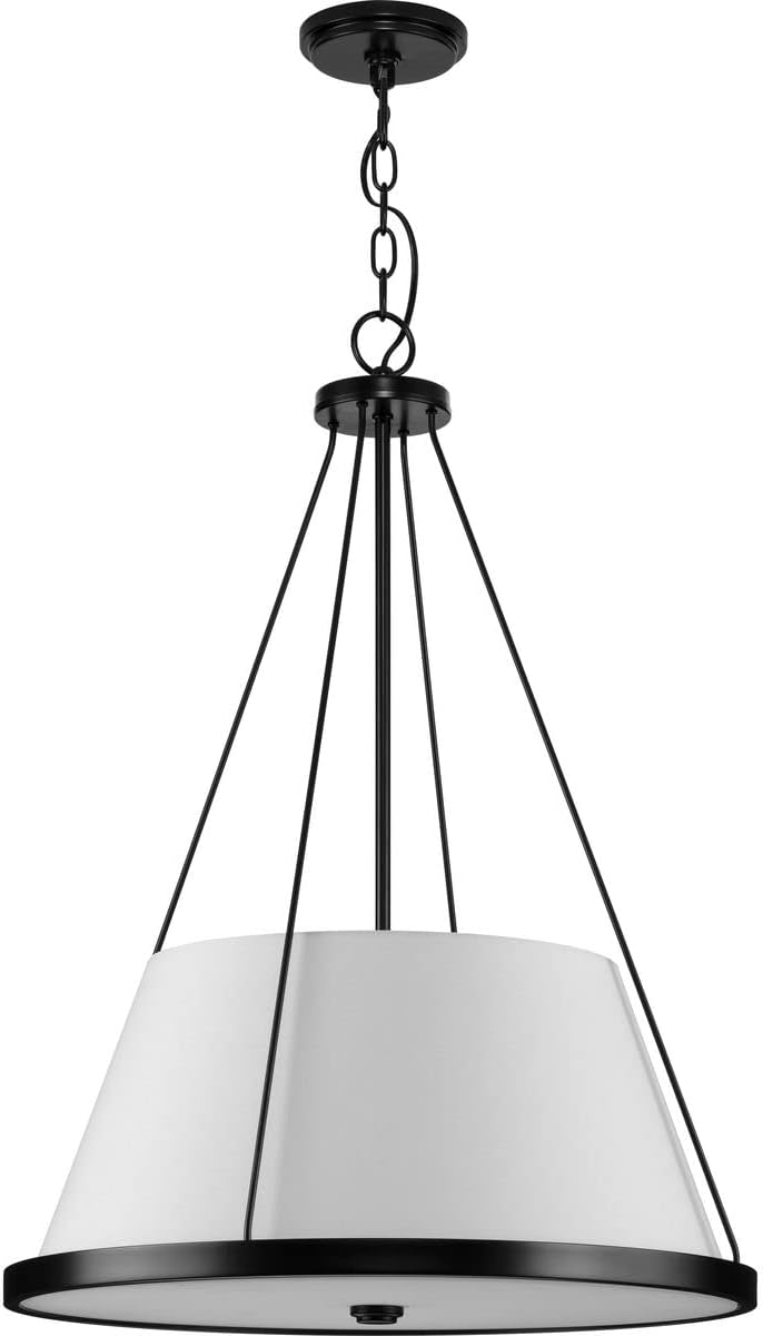 Saffert Collection 22 in. 3-Light Matte Black Clear Glass Pendant ...