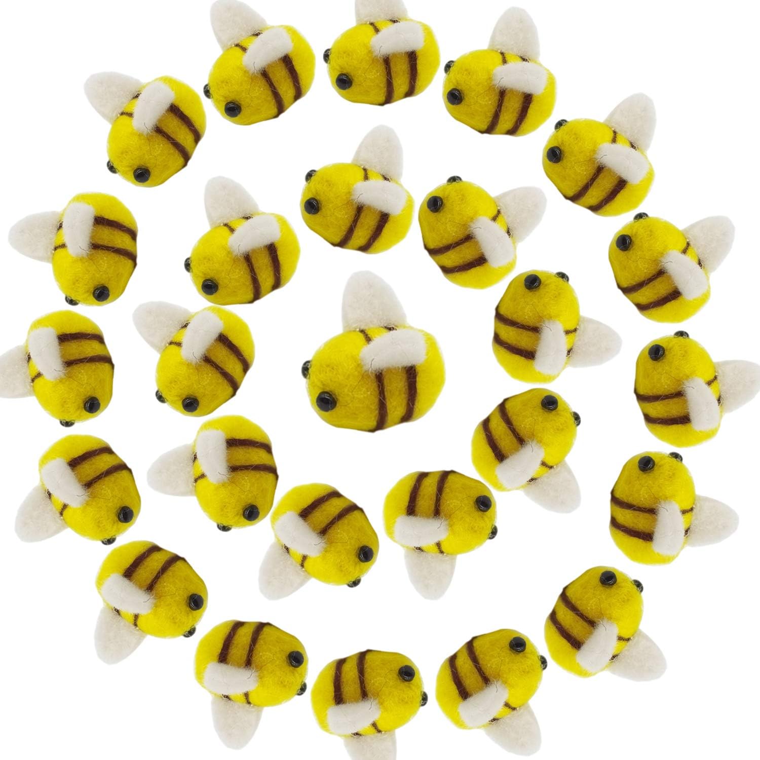 20PCS Wool Felt Bumble Bee Cute Bee Craft Ball Nursery Perfect for Baby ...