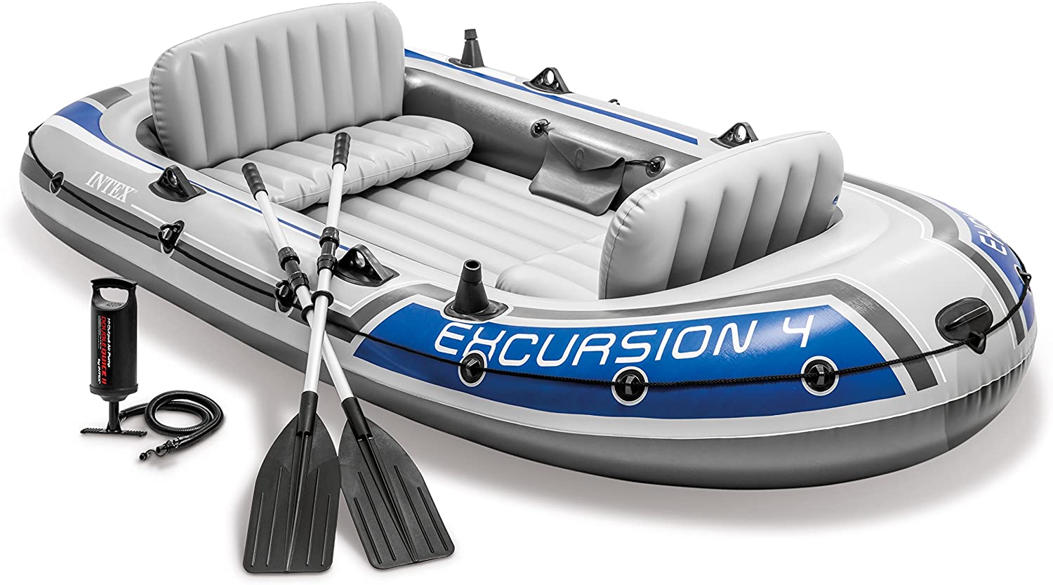 Intex Excursion 4-Person Inflatable Boat Set with Aluminum Oars and ...