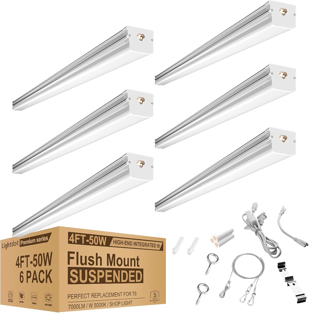 50W 4FT LED Shop Lights, 4FT LED Lights Suspend/Surface Mount, AC100 ...