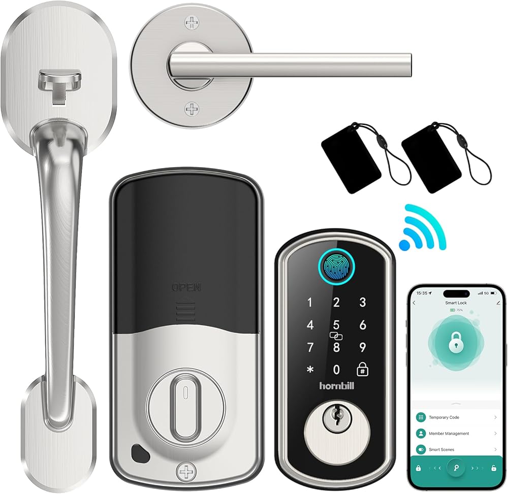 Smart WiFi Front Door Lock: Hornbill Keyless Entry Fingerprint Deadbolt ...