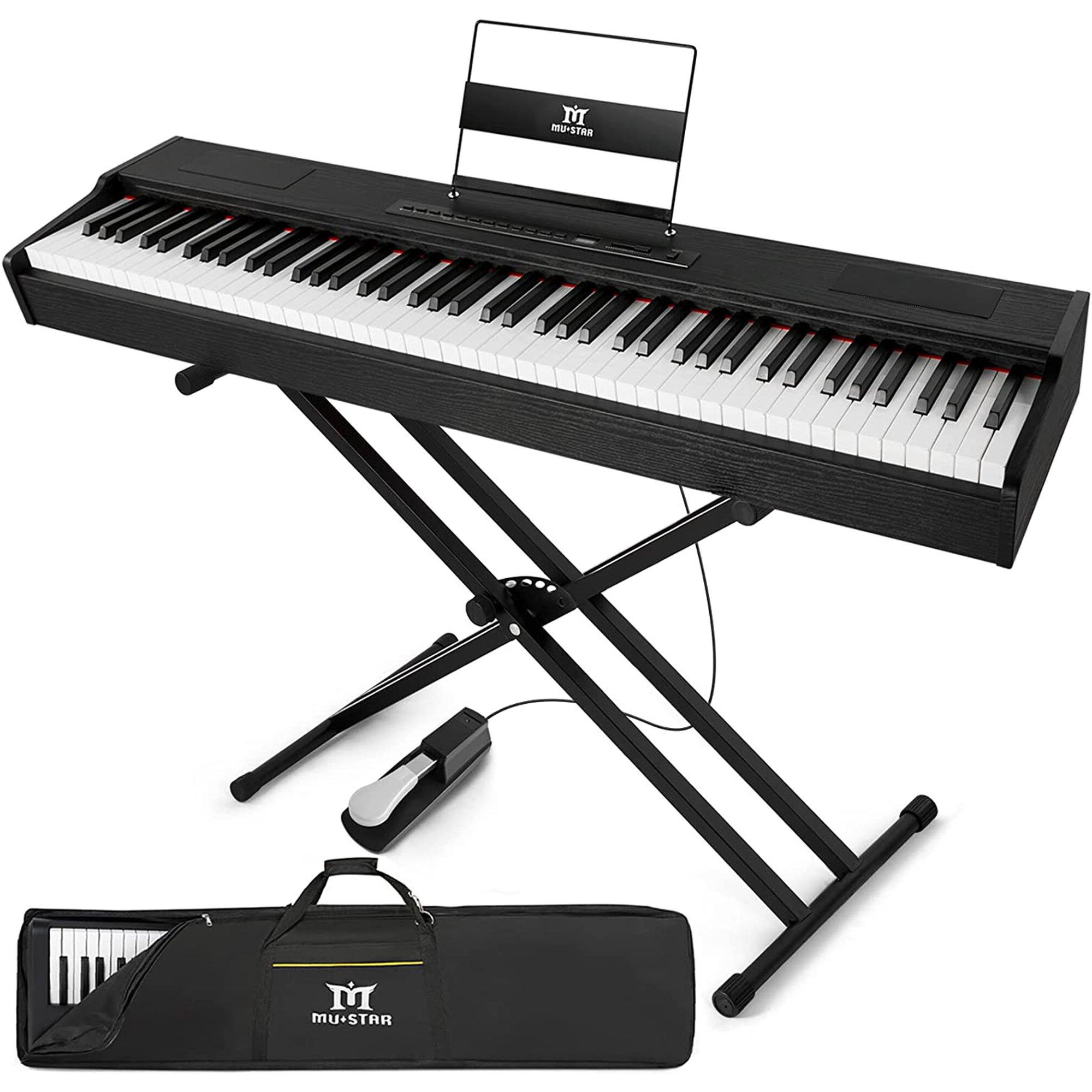 MUSTAR 88-Key Digital Piano Weighted Keyboard Hammer Action w/Stand ...