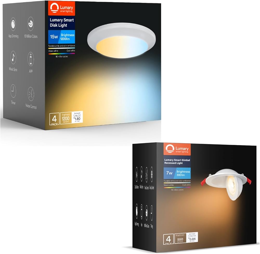 Lumary 15W Smart Flush Mount Ceiling Disk Lights Smart Gimbal LED ...