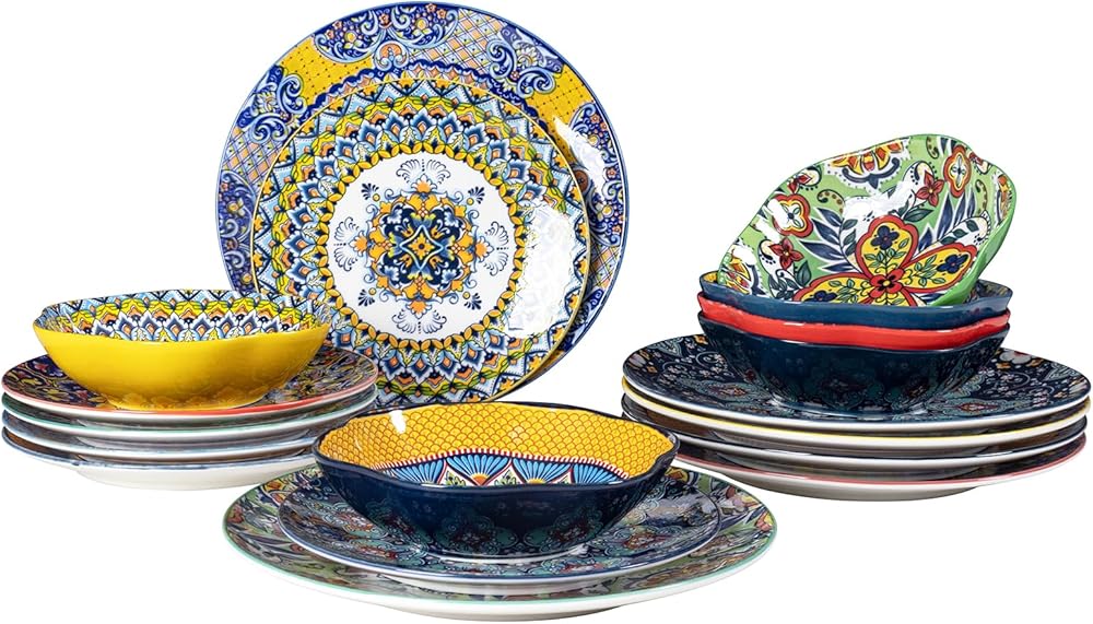 HENXFEN LEAD Bundle - 20 Oz Soup Bowls and 10.5 Inch Dinner Plates, 8.5 ...