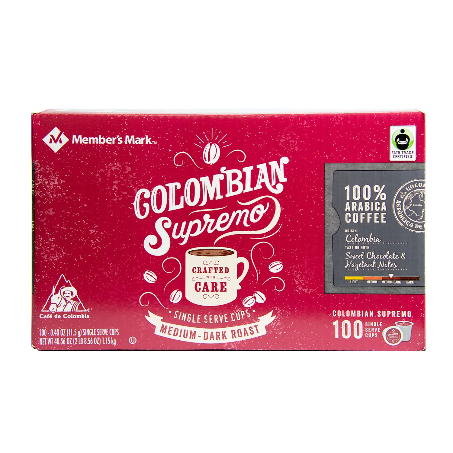 Member’s Mark Colombian Supremo Coffee, Single-Serve Cups (100 ct ...