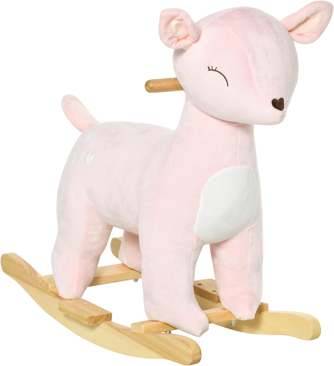 Kids Plush Ride-On Rocking Horse Deer-Shaped Plush Toy Rocker with ...