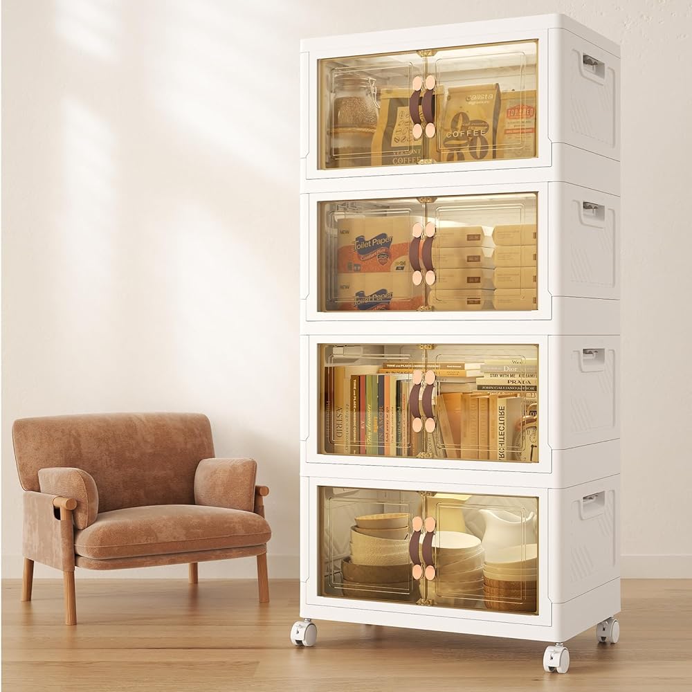 4 Pack Storage Bins with Lids, 8.5Gal Collapsible Closet Organizers and ...