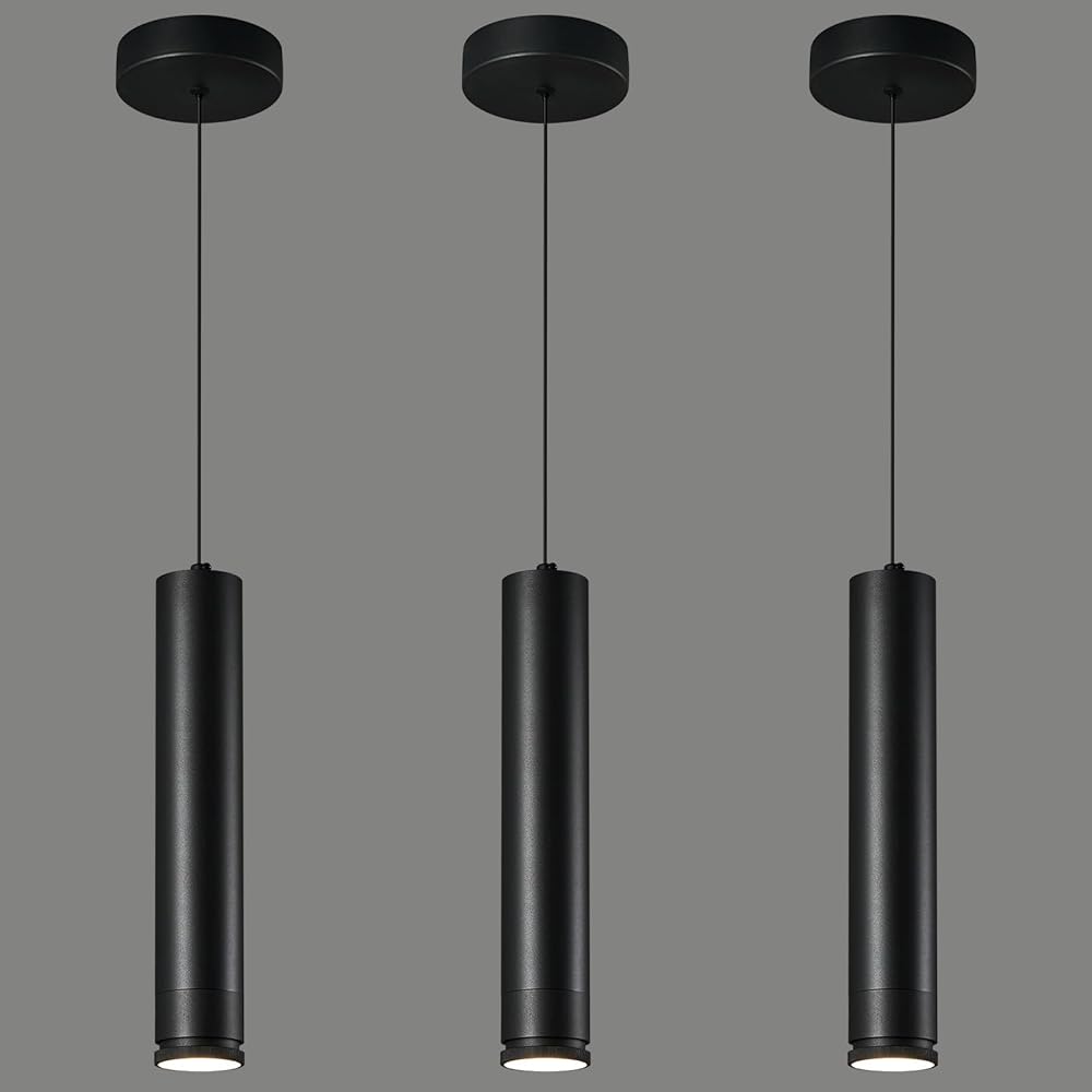 Modern LED Pendant Light, Matte Black Pendant Light Fixtures, Dimmable ...
