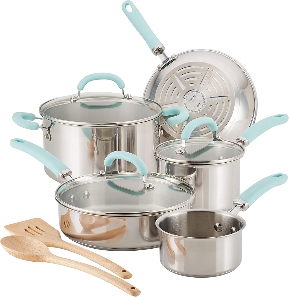 Rachael Ray Create Delicious Stainless Steel Cookware Set, 10-Piece ...