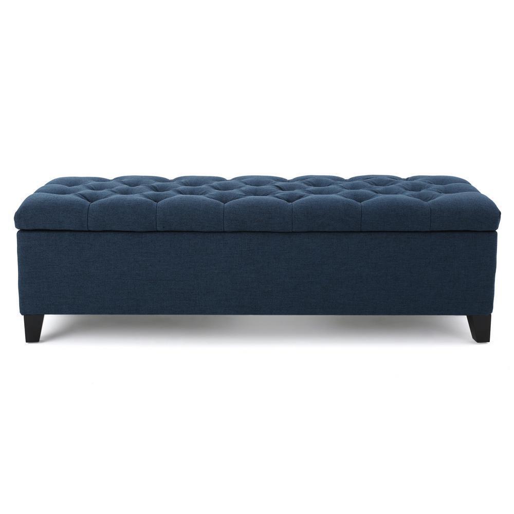 Noble House Dark Blue Tufted Fabric Storage Bench - Costco Arizona