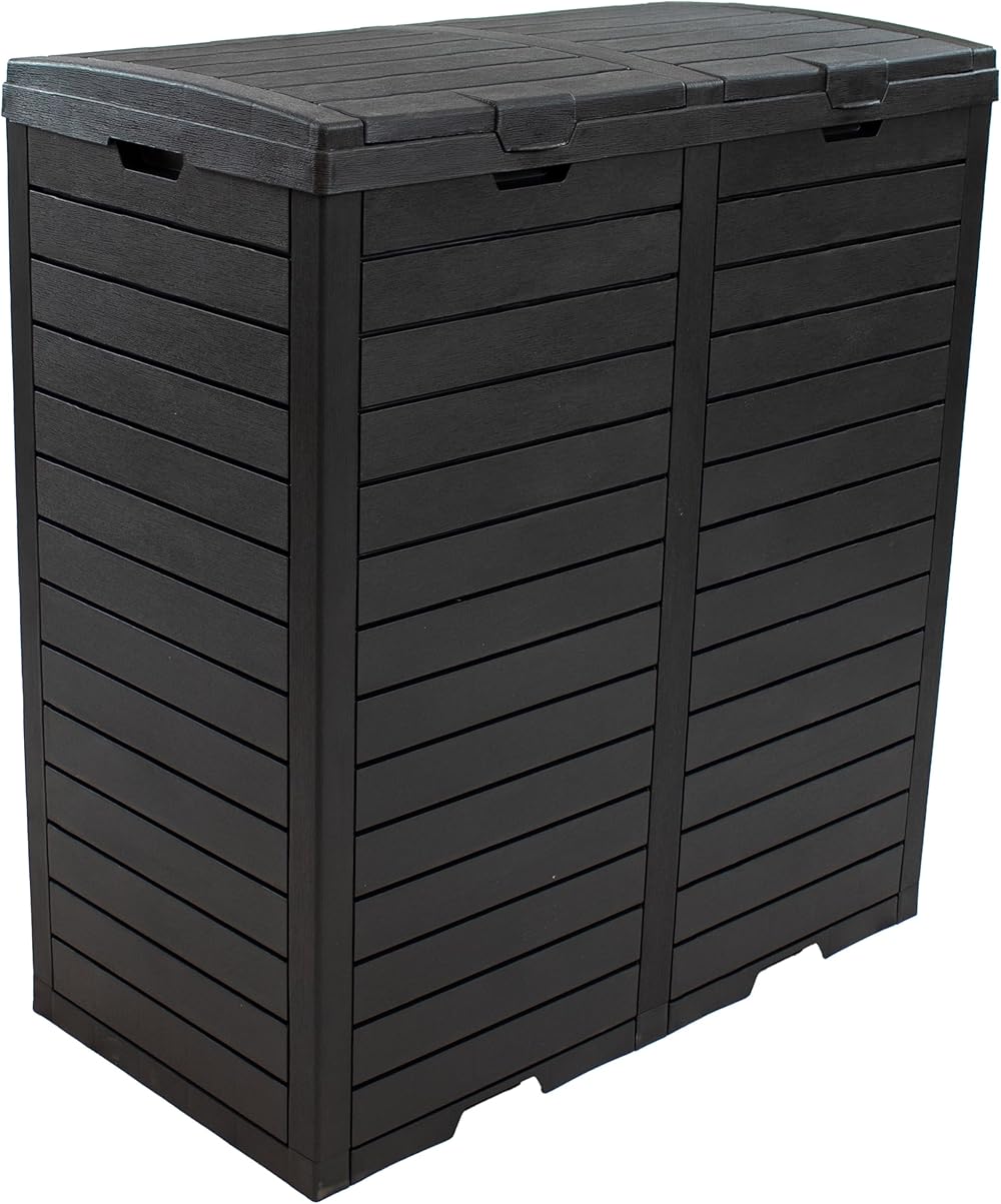 Sunnydaze 78-Gallon Double Patio Trash Can with Lid - Outdoor Garbage ...