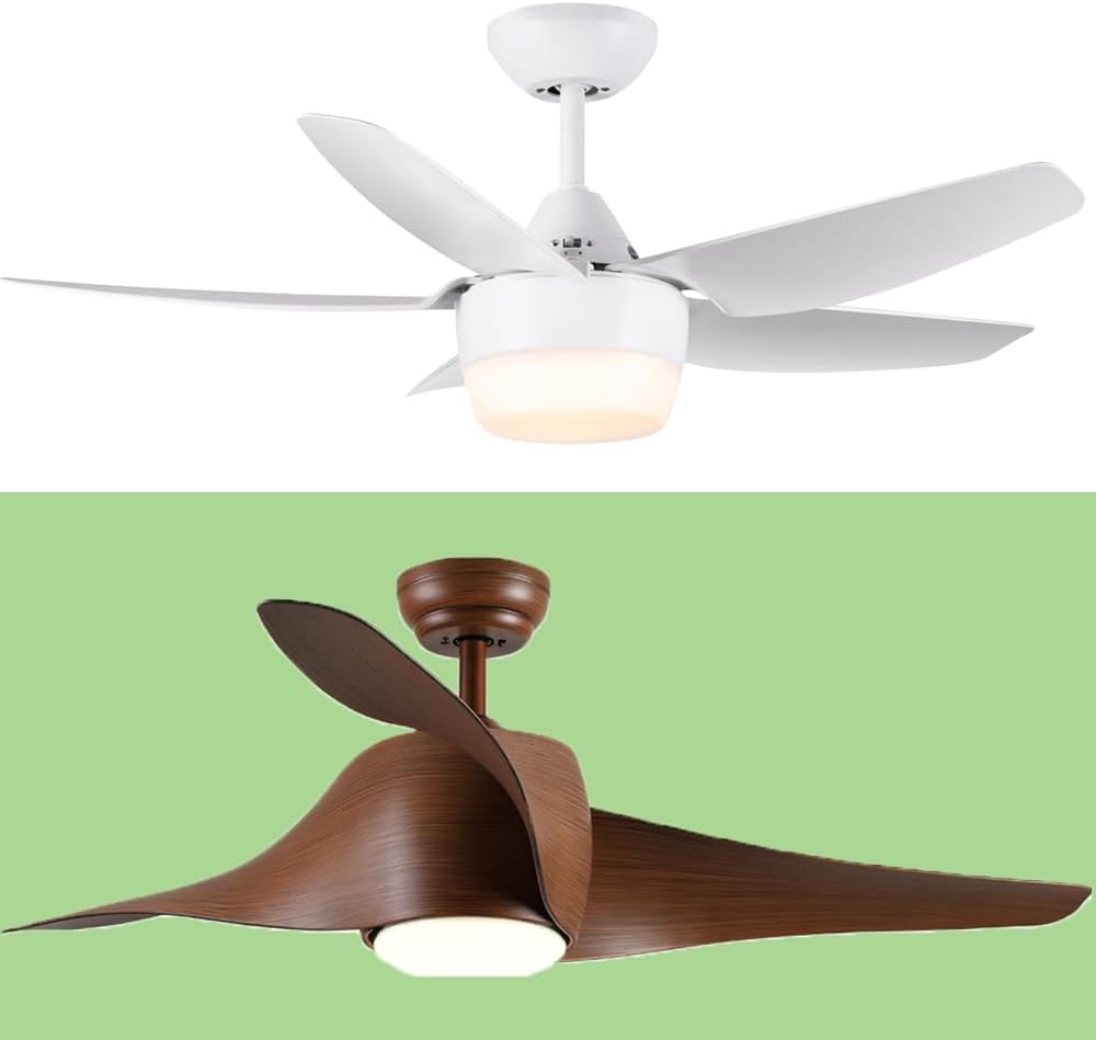 SNJ White Ceiling Fan with Lights, 40 inch Ceiling Fans with Lights and ...