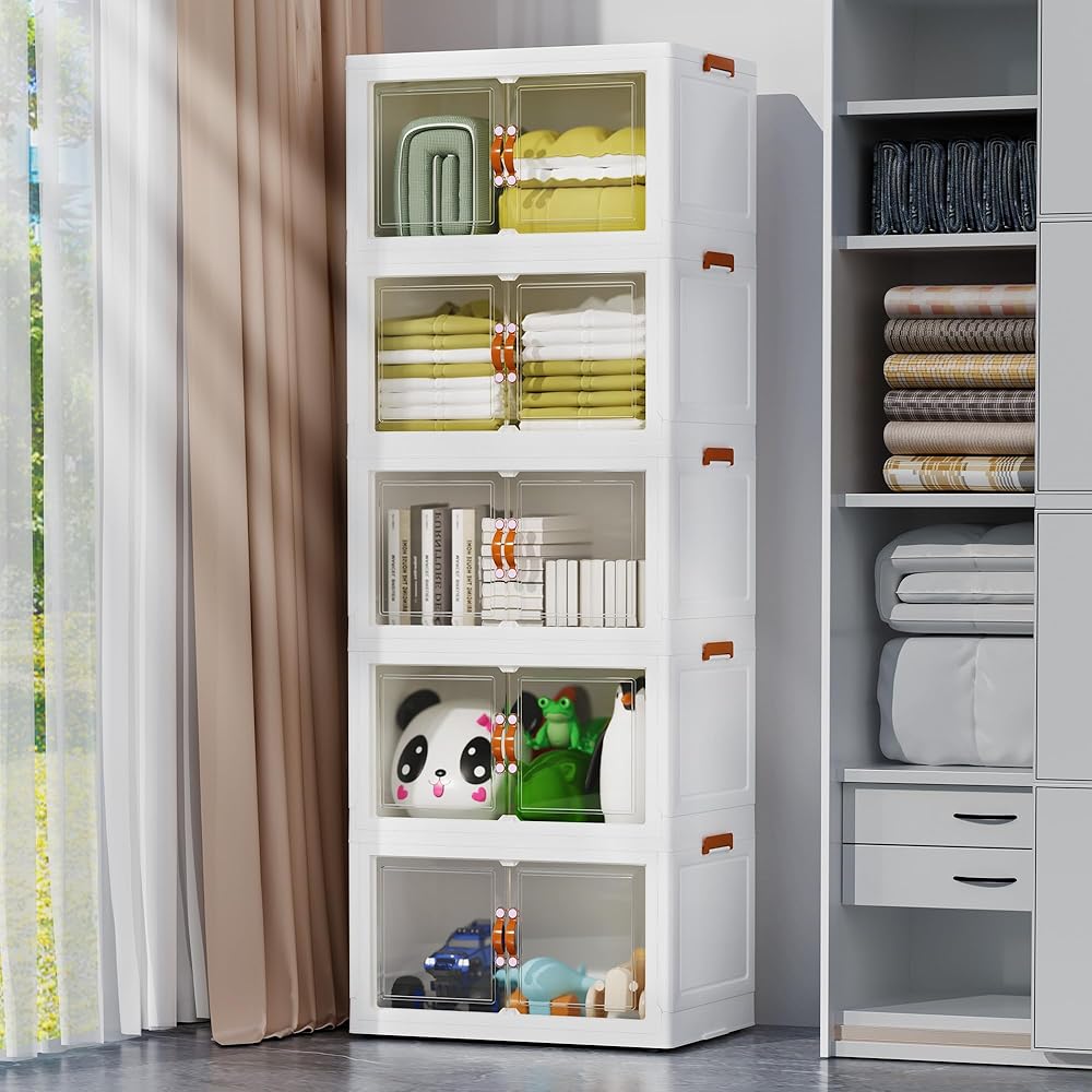 Storage Bins with Lids Kitchen Pantry Cabinet Stackable Storage Cabinet ...