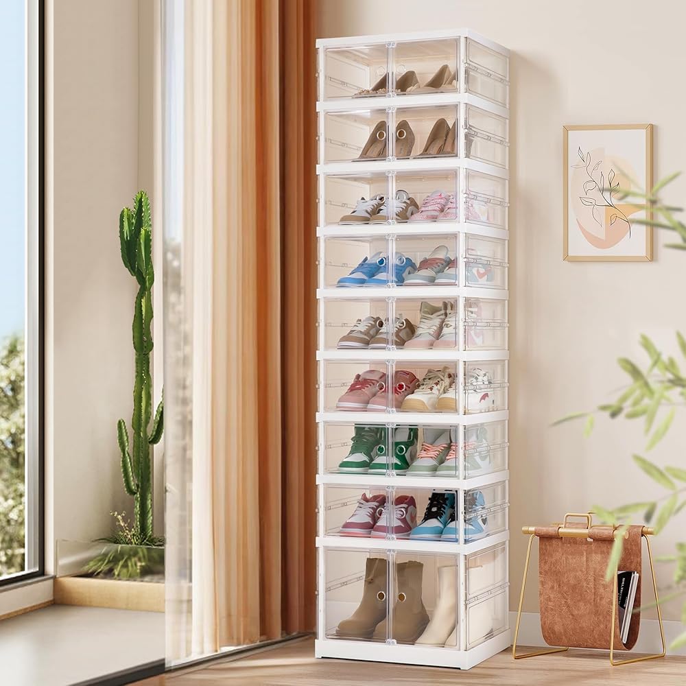 Foldable Shoe Box Shoe Rack Clear Shoes Cabinet Installation Free Shoe ...