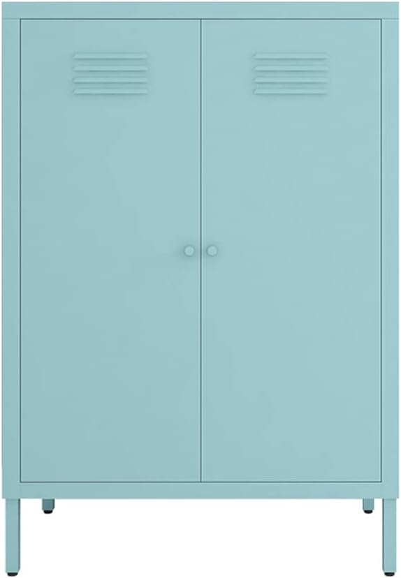 2 Door Metal Locker Storage Accent Cabinet with 2 Adjustable Shelves ...