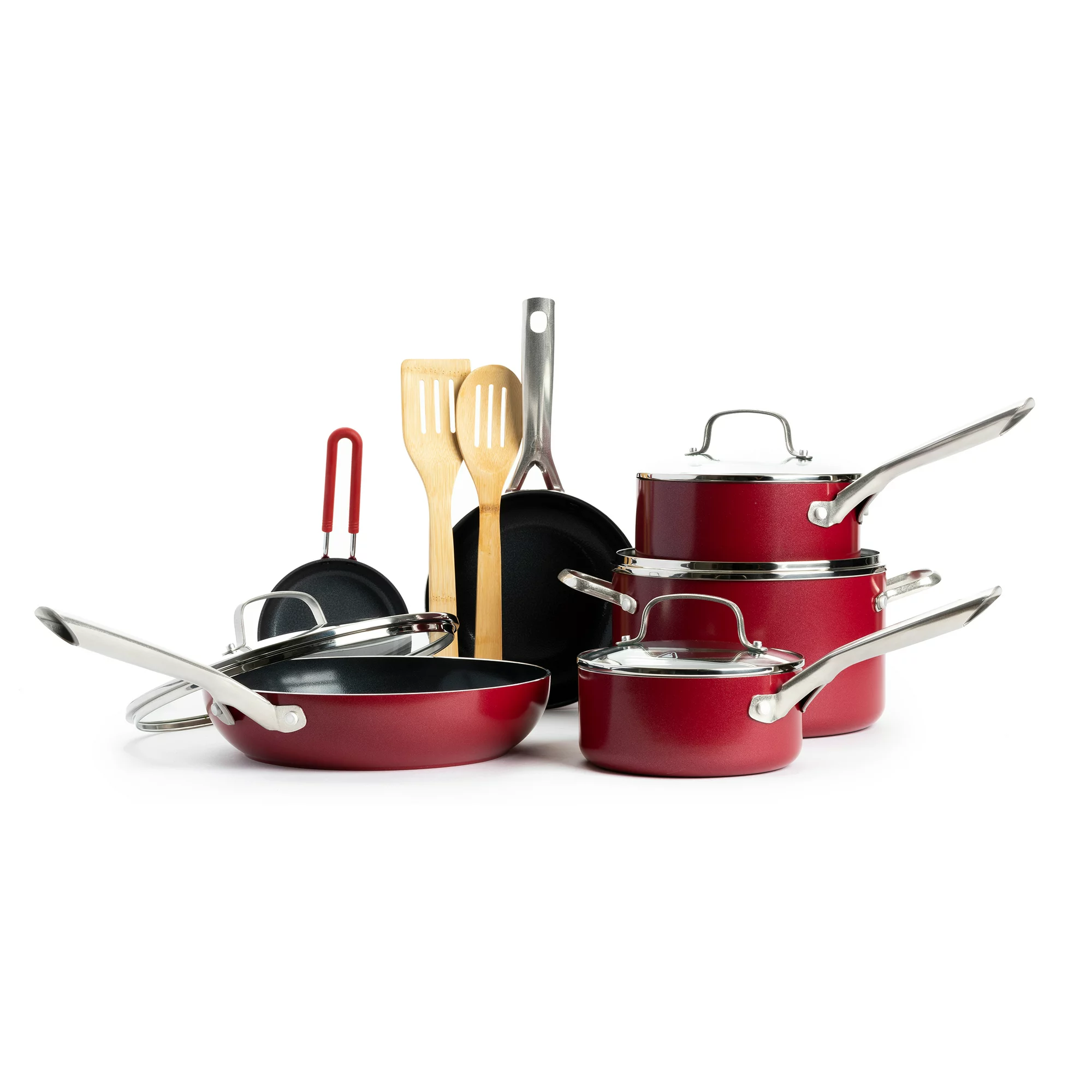 Red Volcano Ceramic Nonstick 12 piece Cookware set - Arizona Outlet