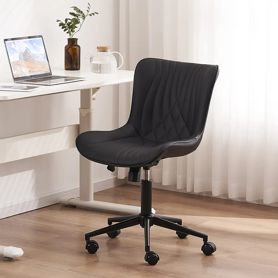 YOUTASTE Office Chair Modern Armless Desk Chair with Wheels, Adjustable ...
