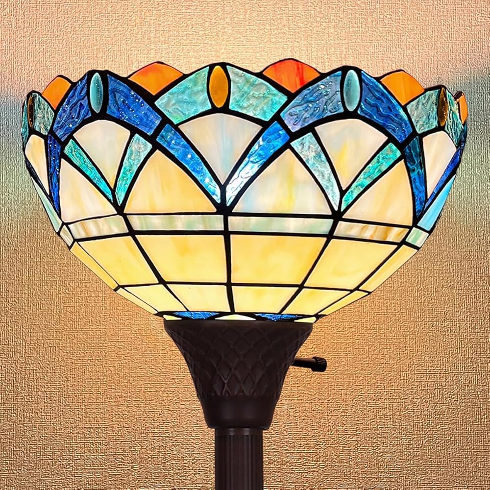 Tiffany Torchiere Floor Lamp,Stained Glass Lamp Shade,Vintage Antique ...