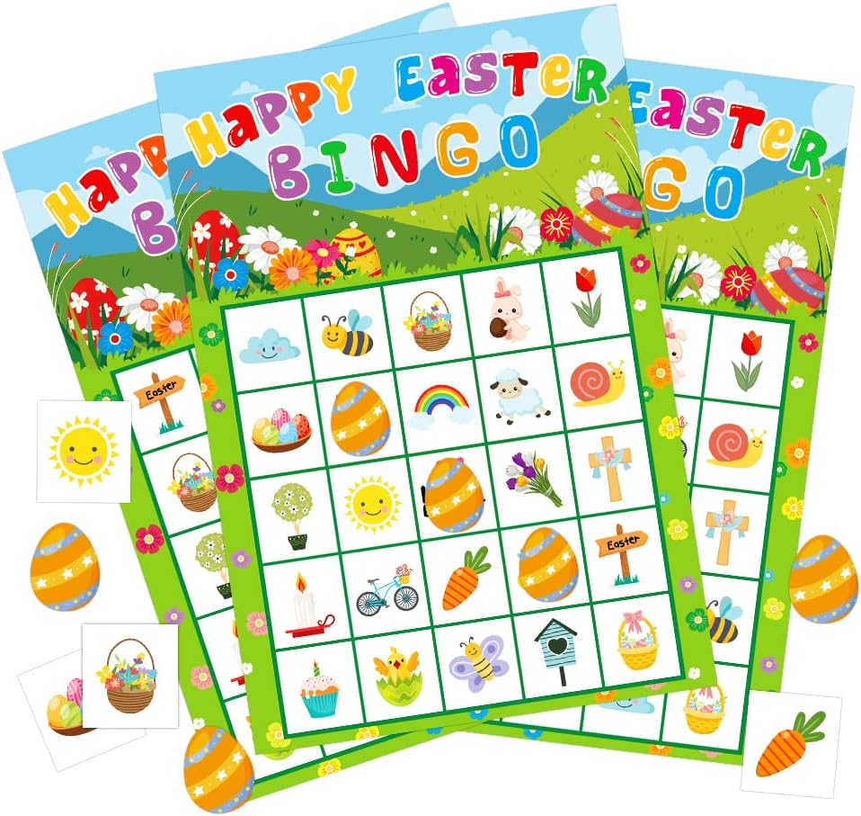 26 Players Easter Bingo Games for Kids Adults Easter Bingo Cards Happy ...