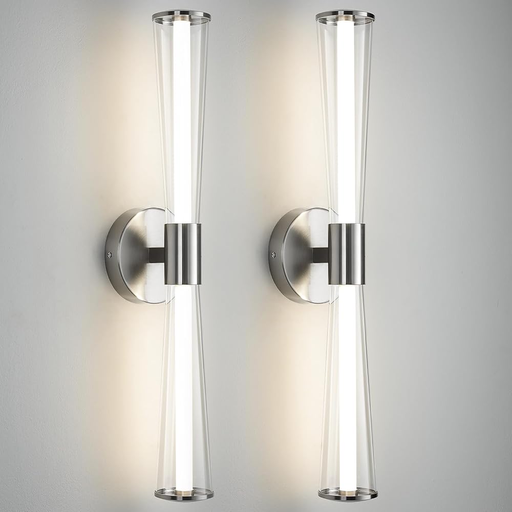 KAISITE Bathroom Vanity Lights Set of Two Brushed Nickel Modern Wall ...